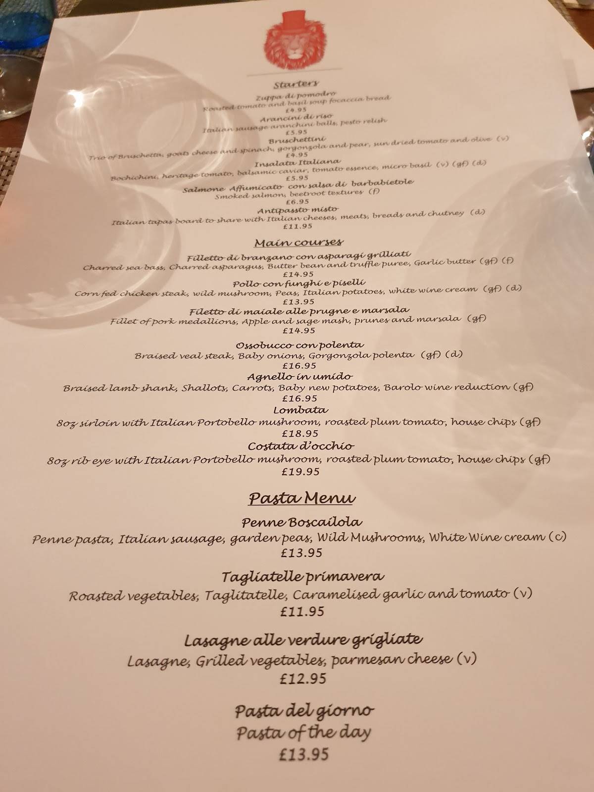 Menu at The Red Lion pub & bar, Newport, Backhall St