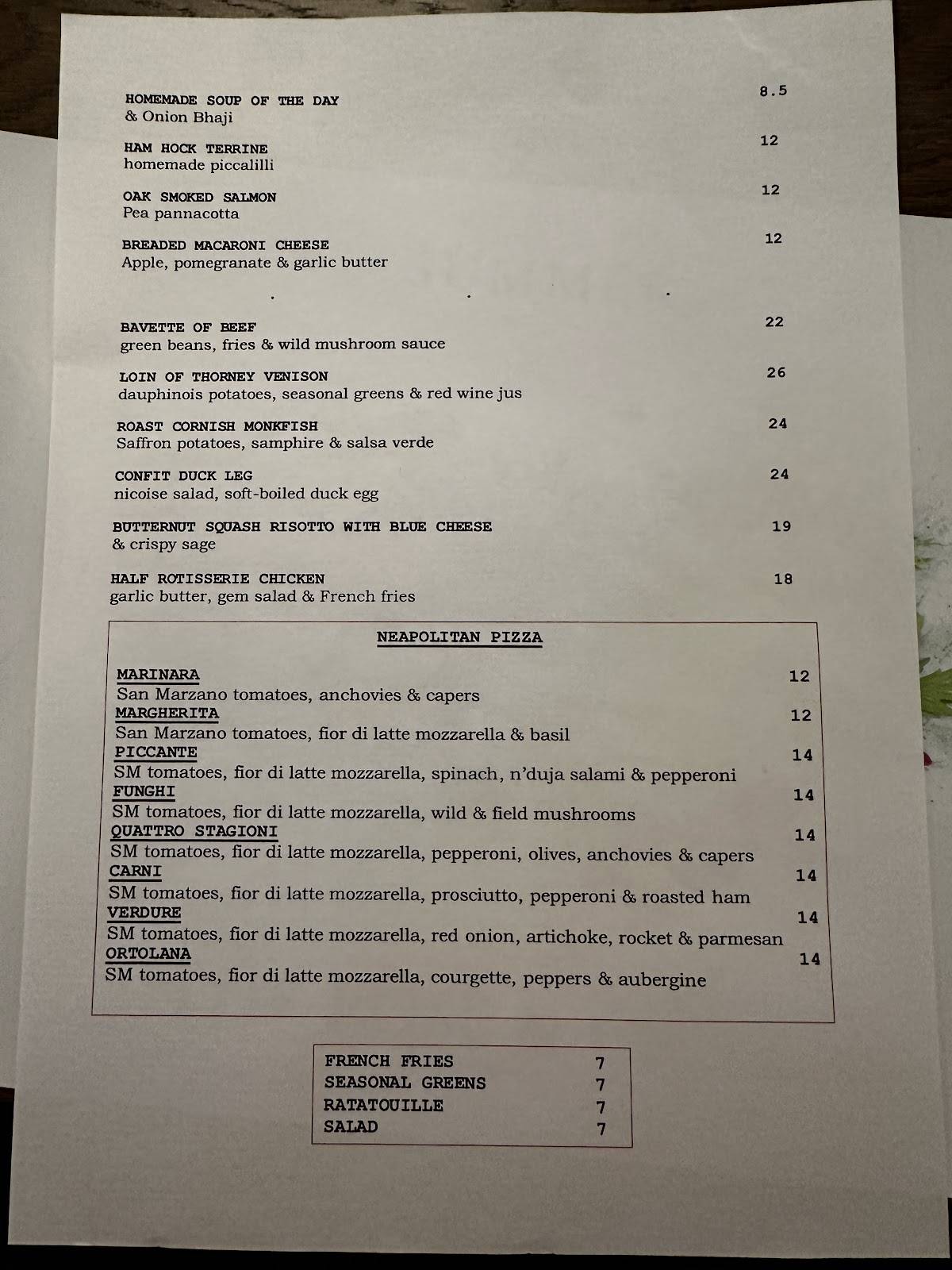 Menu at The Rose and Crown Thorney pub & bar, Peterborough, Rose & Crown