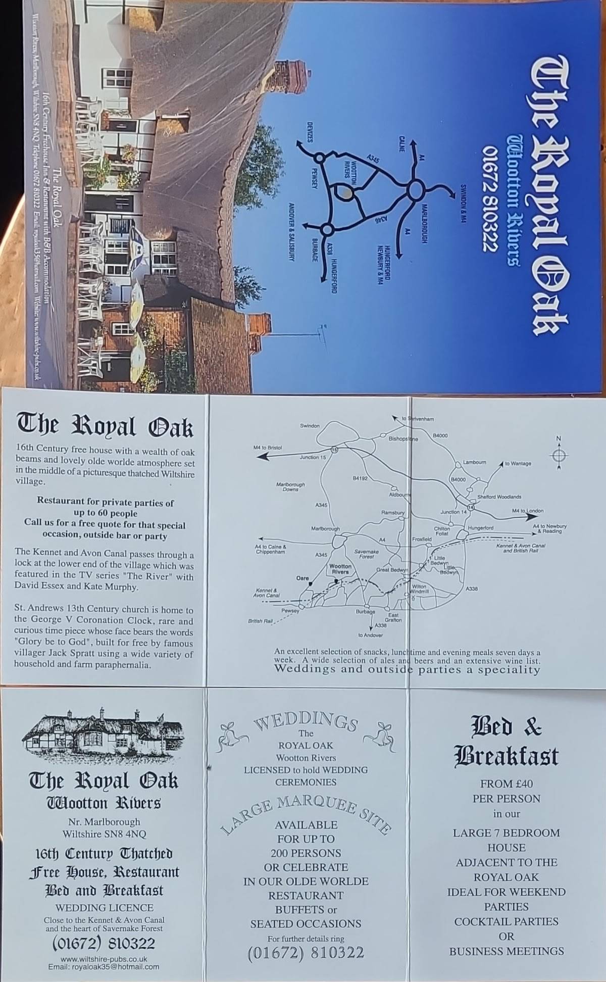 Menu at The Royal Oak pub & bar, Wootton Rivers, Forest Rd