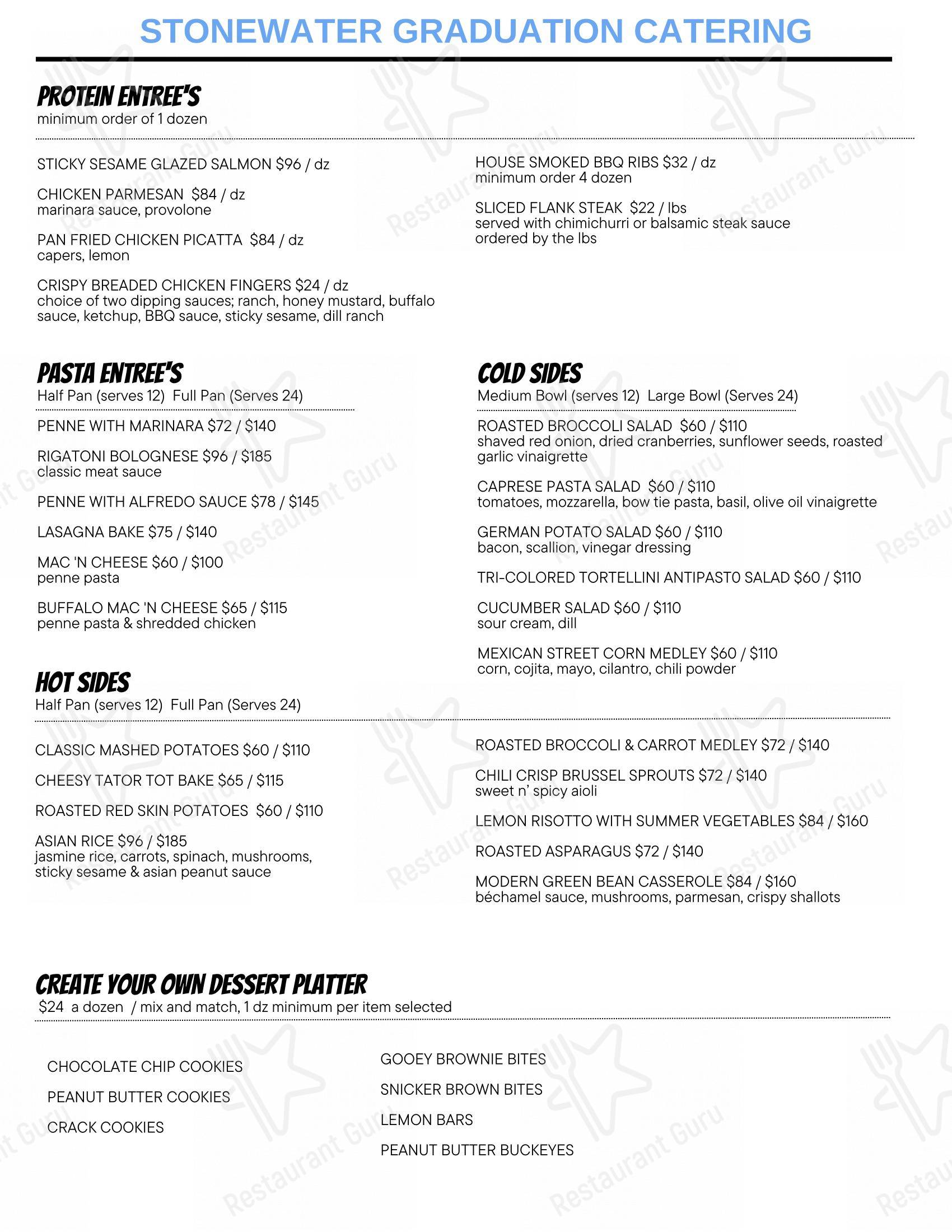 Menu at The Rustic Grill at StoneWater pub & bar, Highland Heights