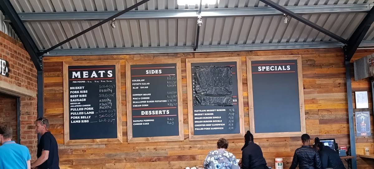 Menu at The Salt Slab BBQ, South Africa