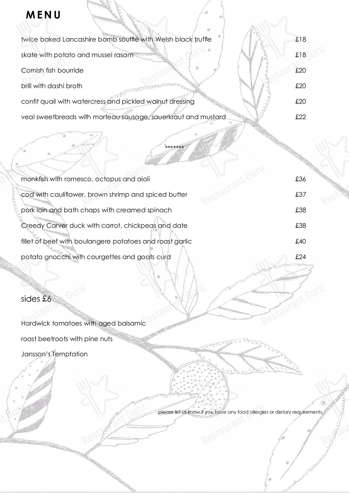Menu at The Sandstone pub & bar, Great Packington