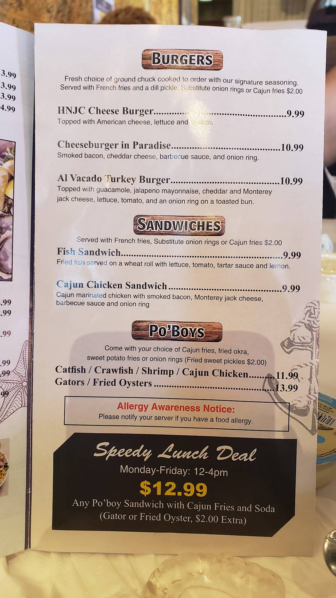 Menu at The Saucy Crab pub & bar, Tinley Park