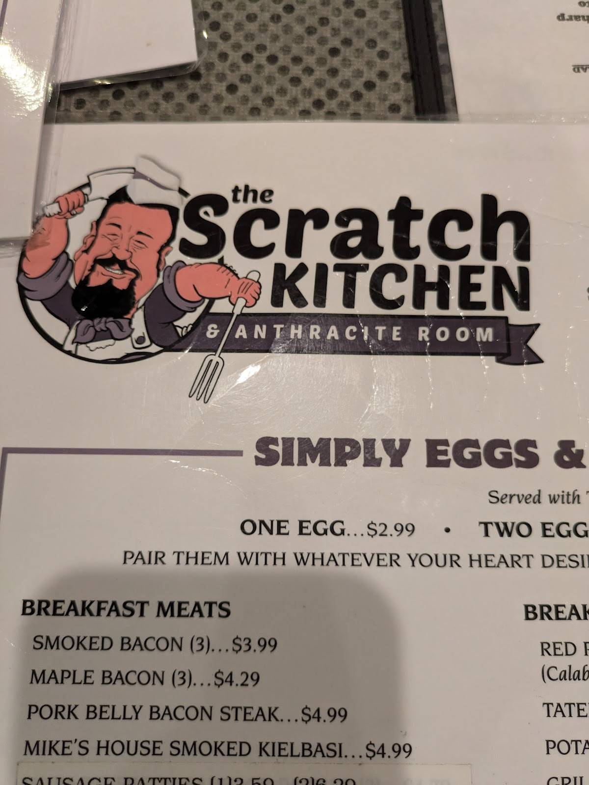 Menu at The Scratch Kitchen & Anthracite Room restaurant, Wilkes-Barre