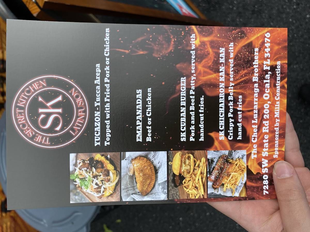 Menu at The Secret Kitchen Latin Fusion restaurant, Ocala