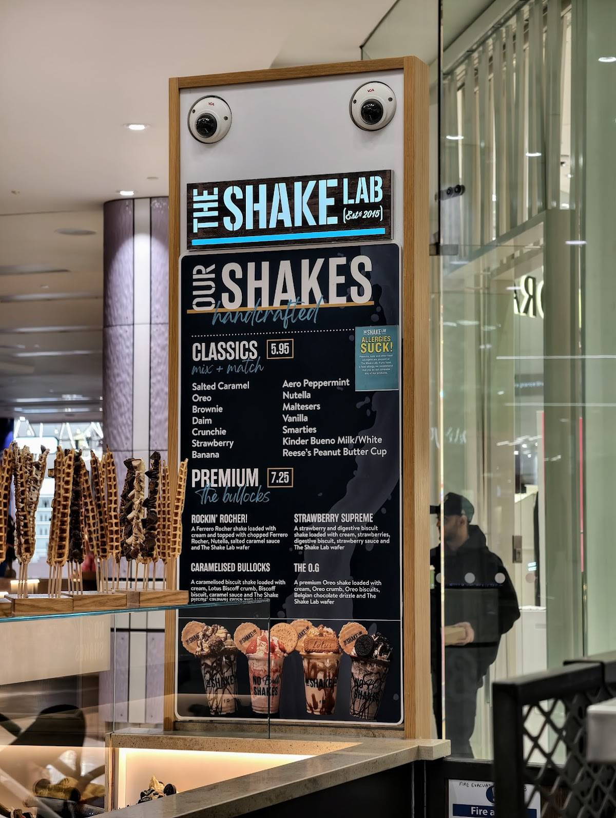 Menu at The Shake Lab cafe, London, Ariel Way