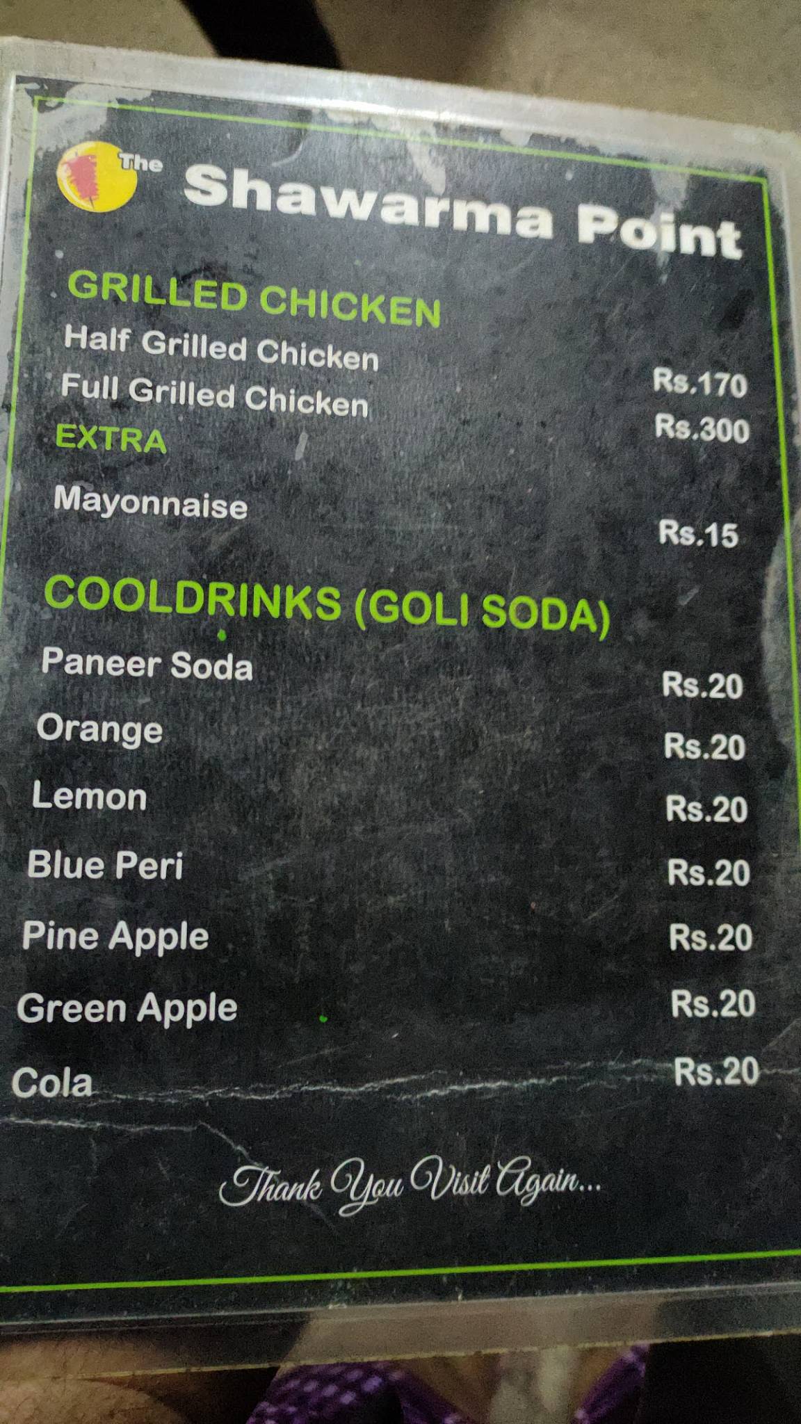 Menu at The Shawarma Point, Chennai