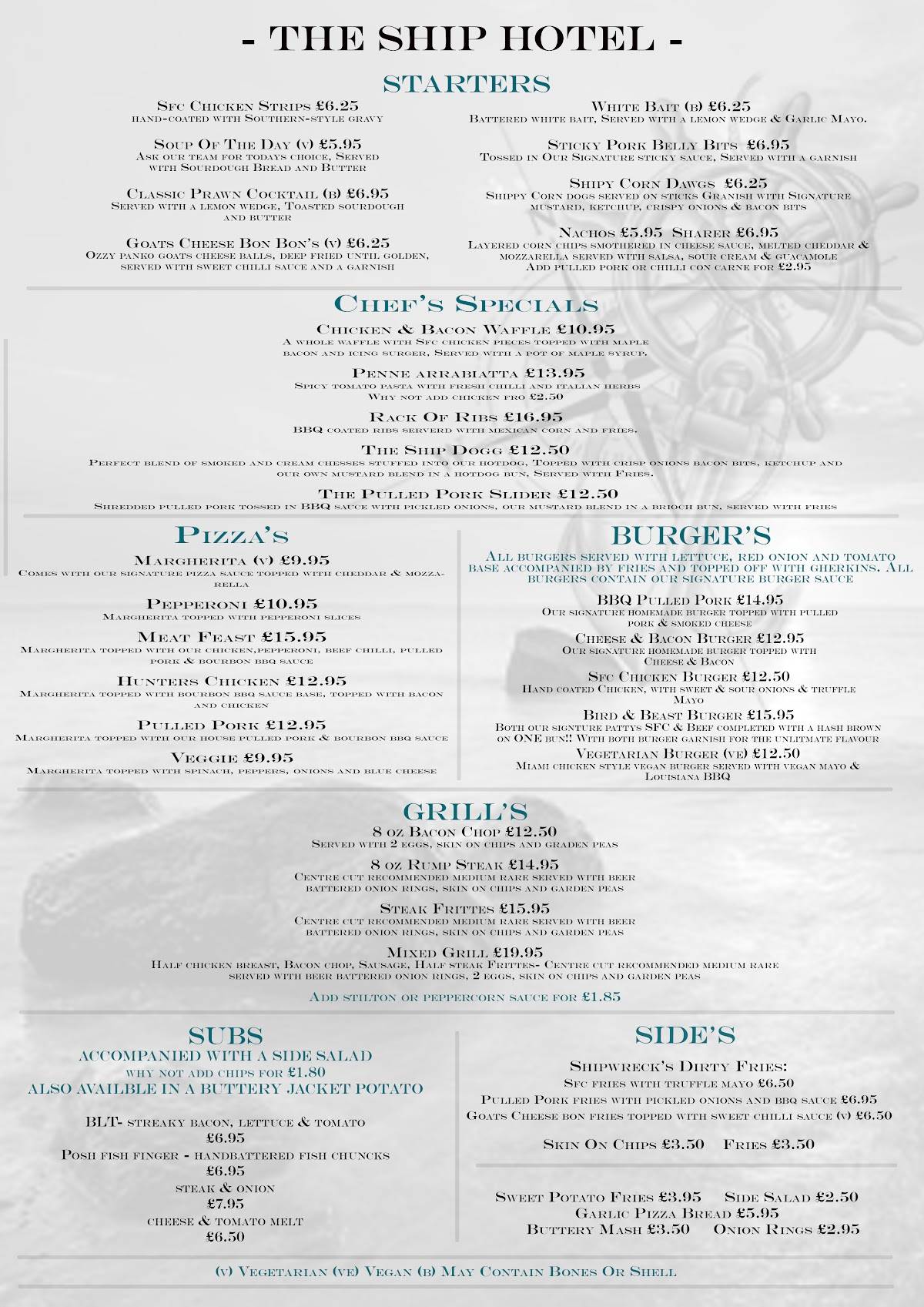 Menu at The Ship Hotel pub & bar, Overton, 9 Main St