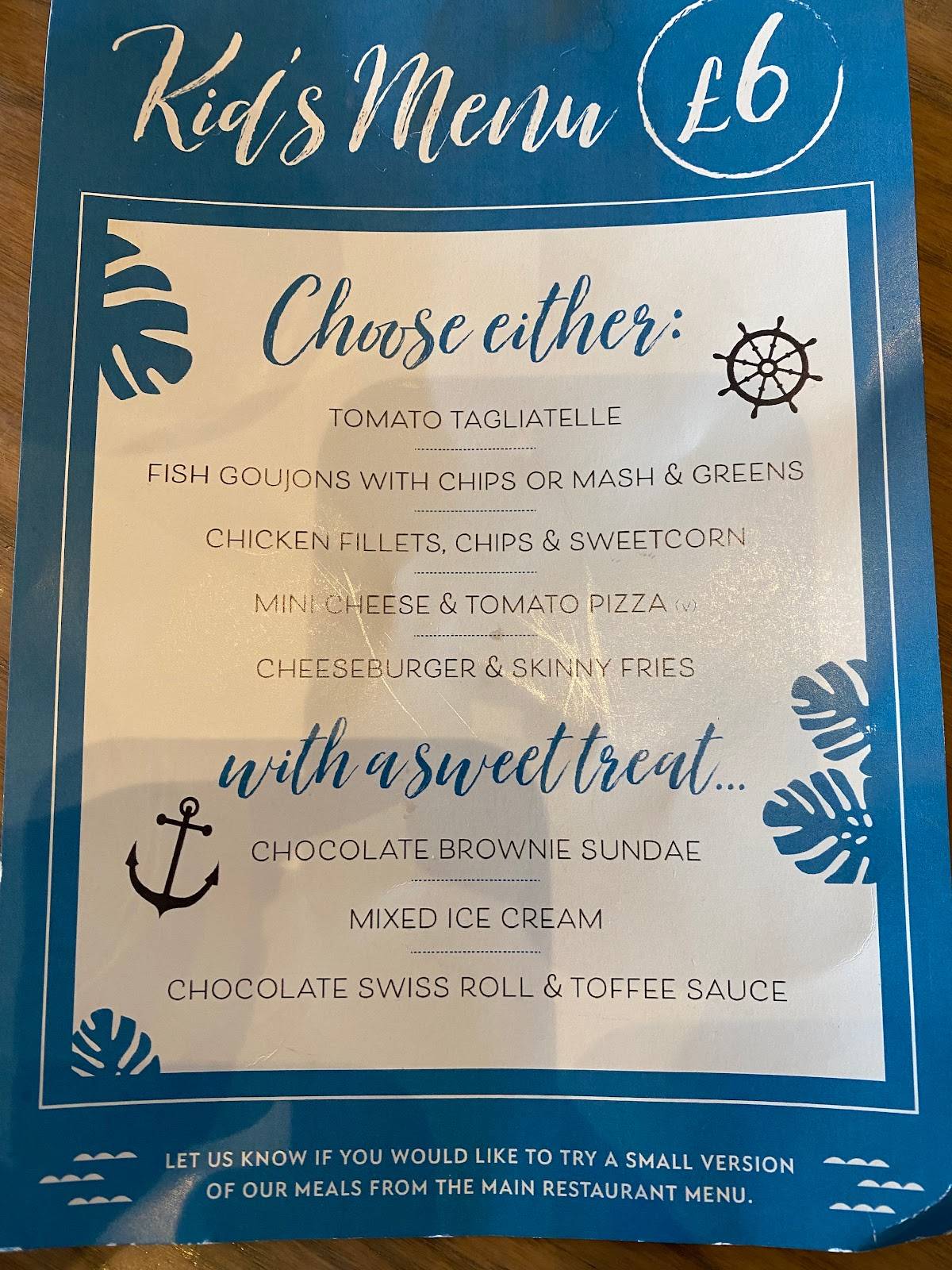 Menu at The Silver Darling restaurant, Aberdeen