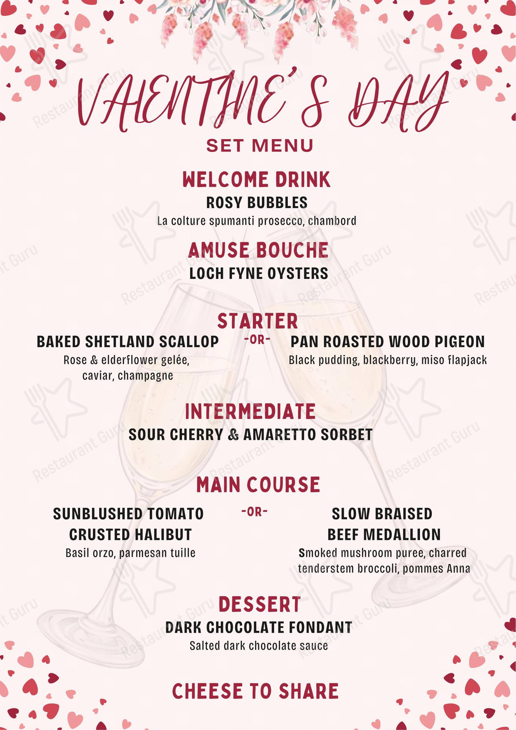 Menu at The Silver Darling restaurant, Aberdeen