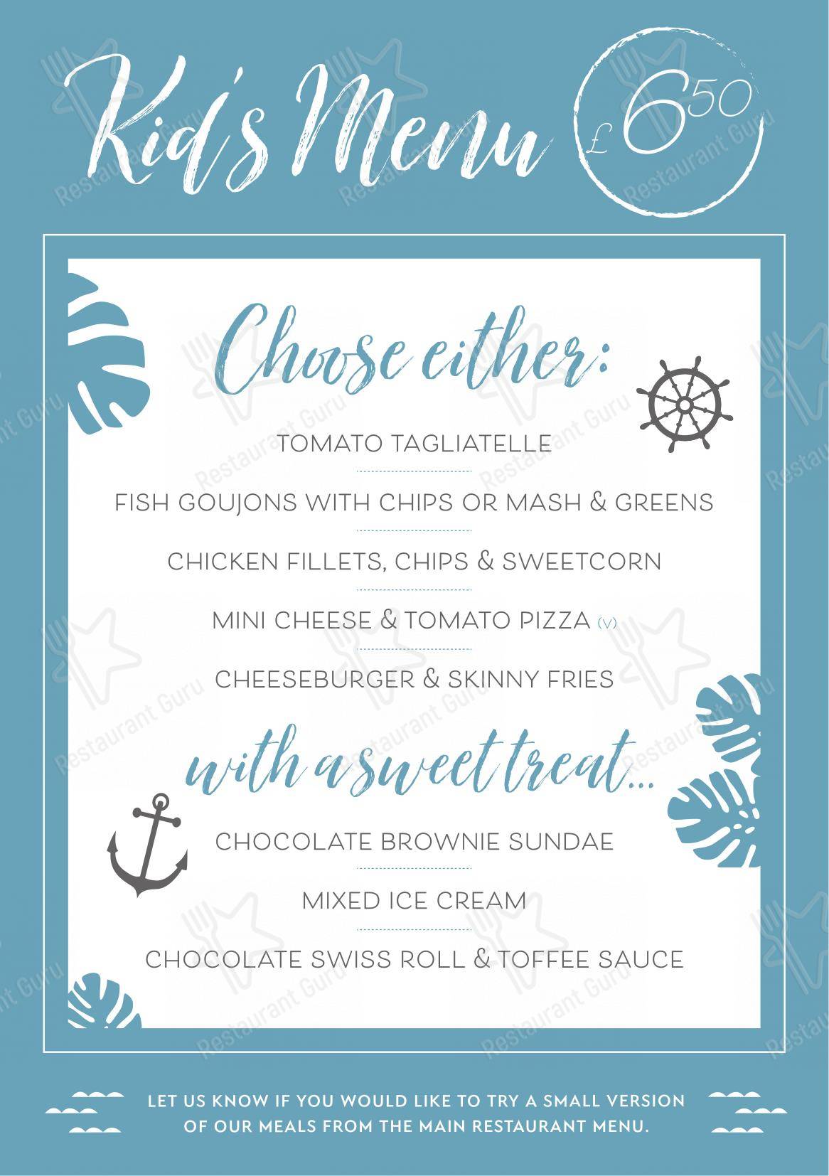 Menu at The Silver Darling restaurant, Aberdeen