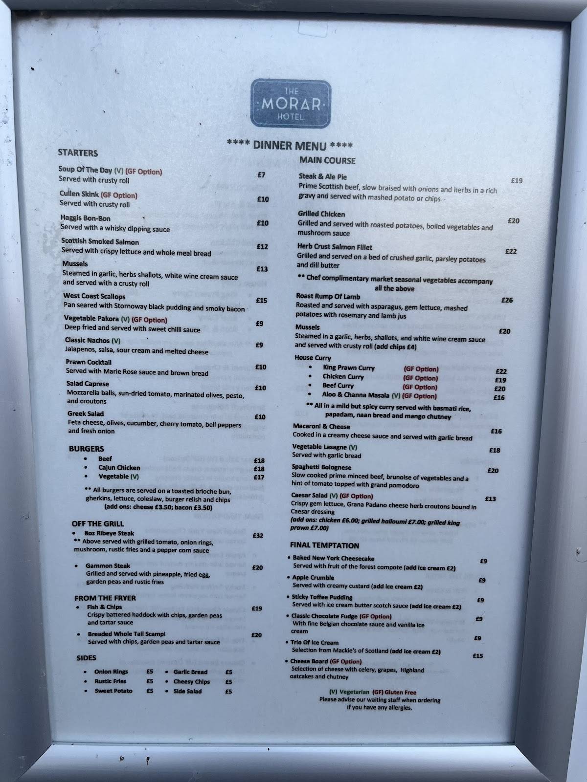 Menu at The Silver Sands Restaurant, Mallaig