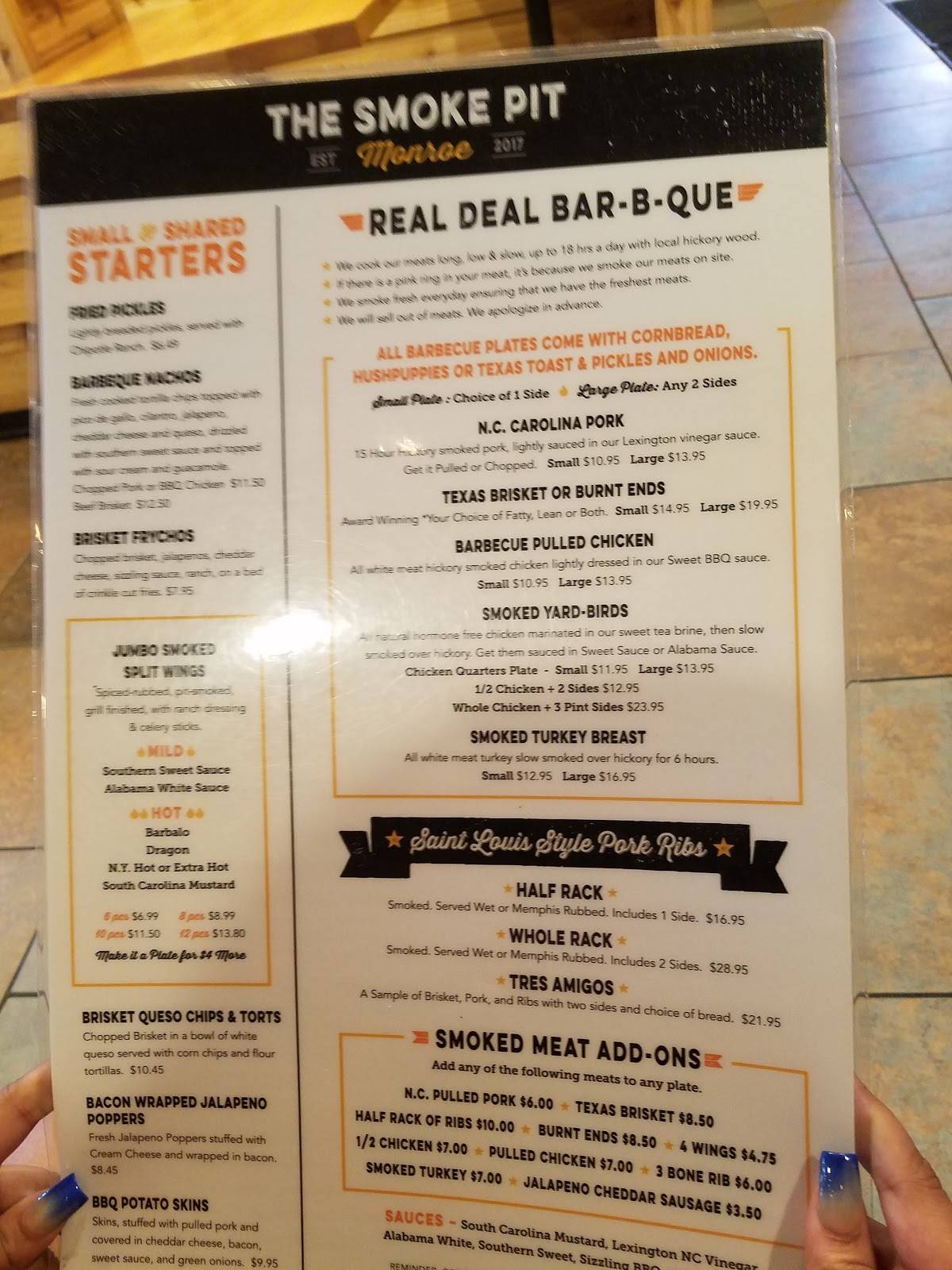 Menu at The Smoke Pit BBQ, Monroe