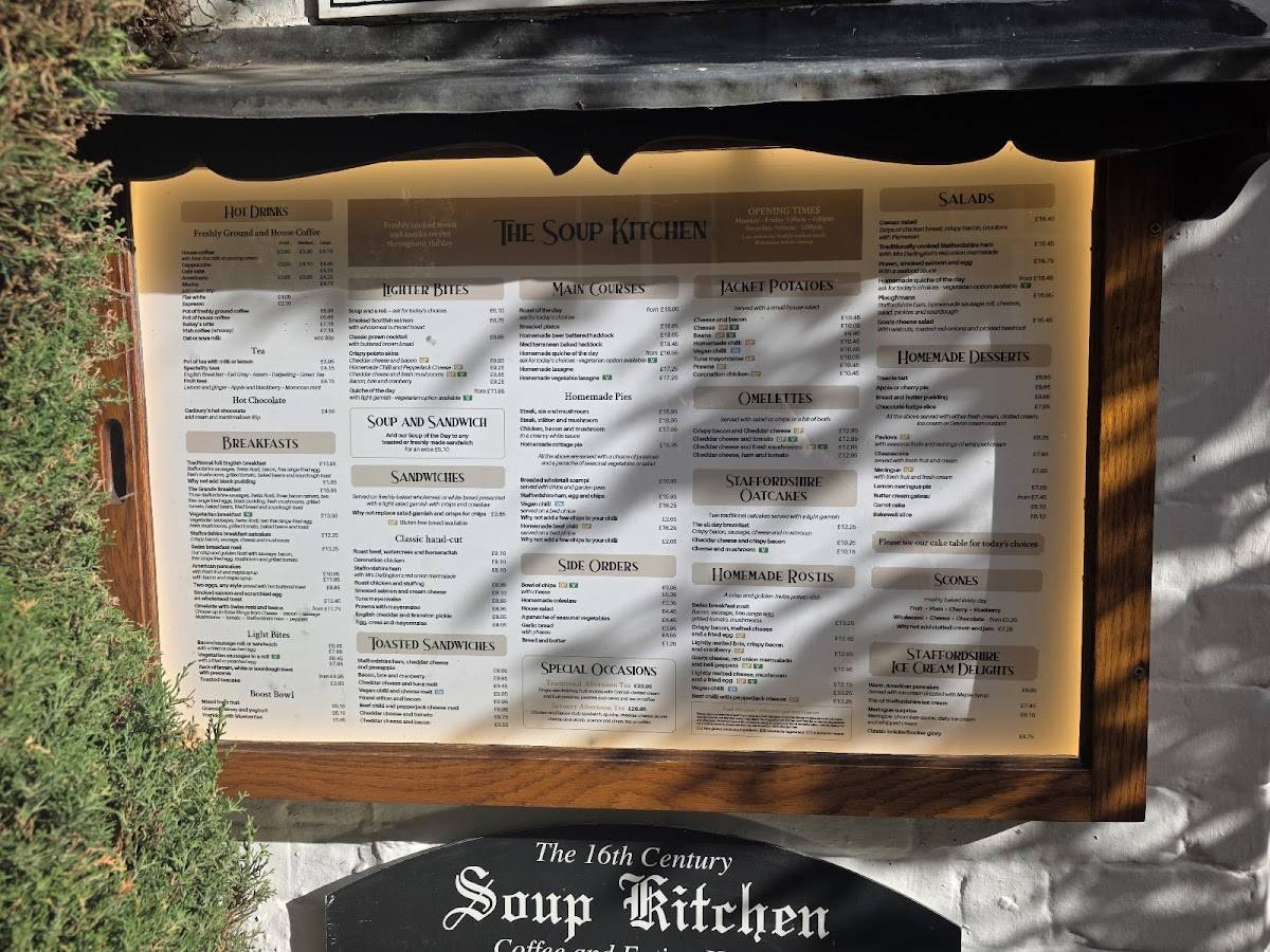 Menu at The Soup Kitchen restaurant, Stafford