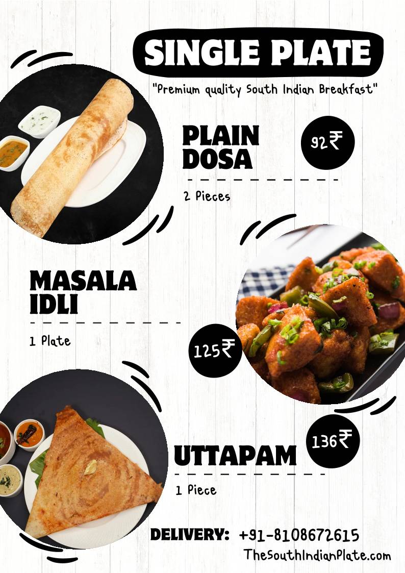 Menu at The South Indian Plate, Mumbai
