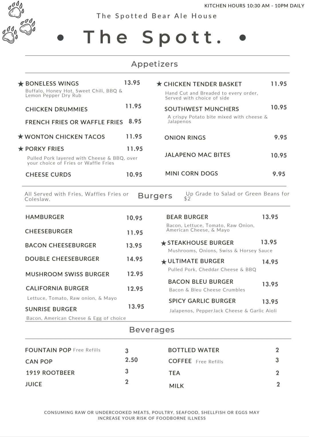 Menu at The Spott. pub & bar, Morgan