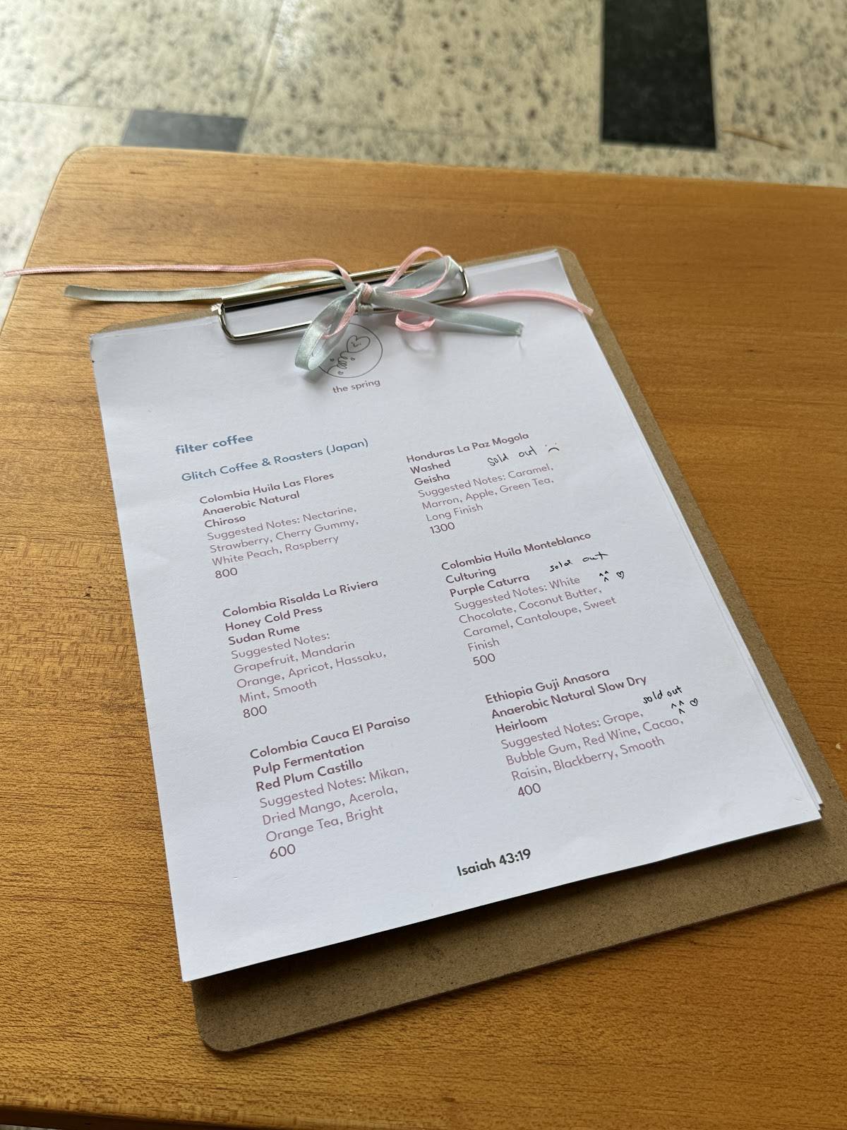 Menu at The Spring, Cebu City