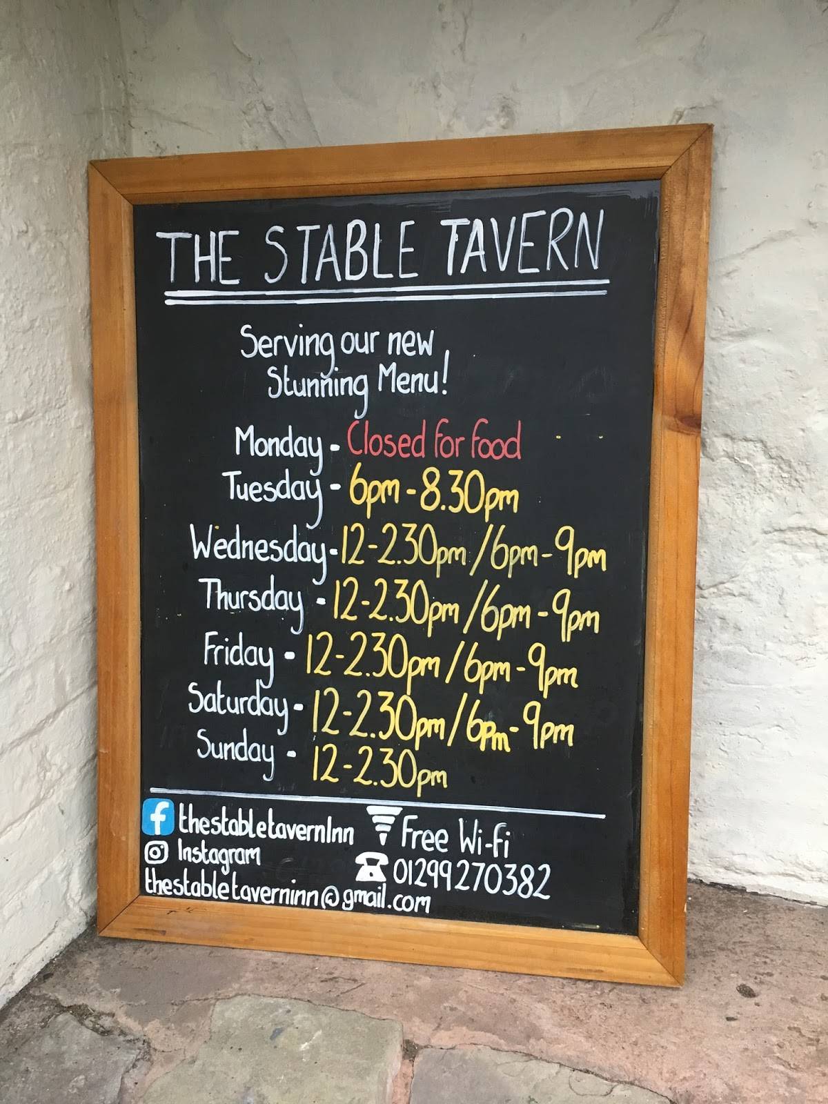 Menu at The Stable Tavern pub & bar, Cleobury Mortimer