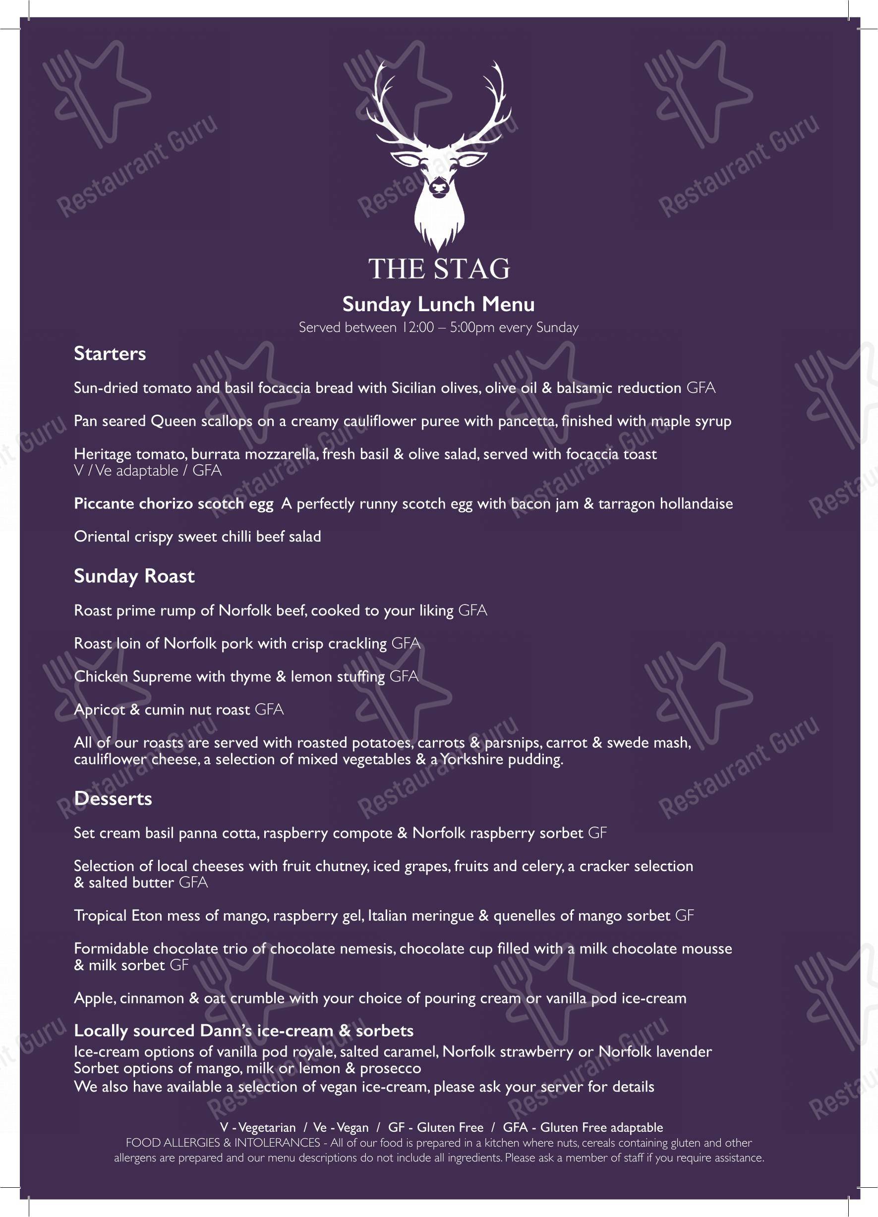 Menu at The Stag pub & bar, Norwich