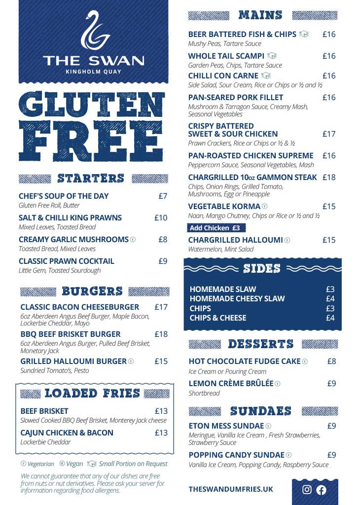 Menu at The Swan - Kingholm Quay pub & bar, Dumfries