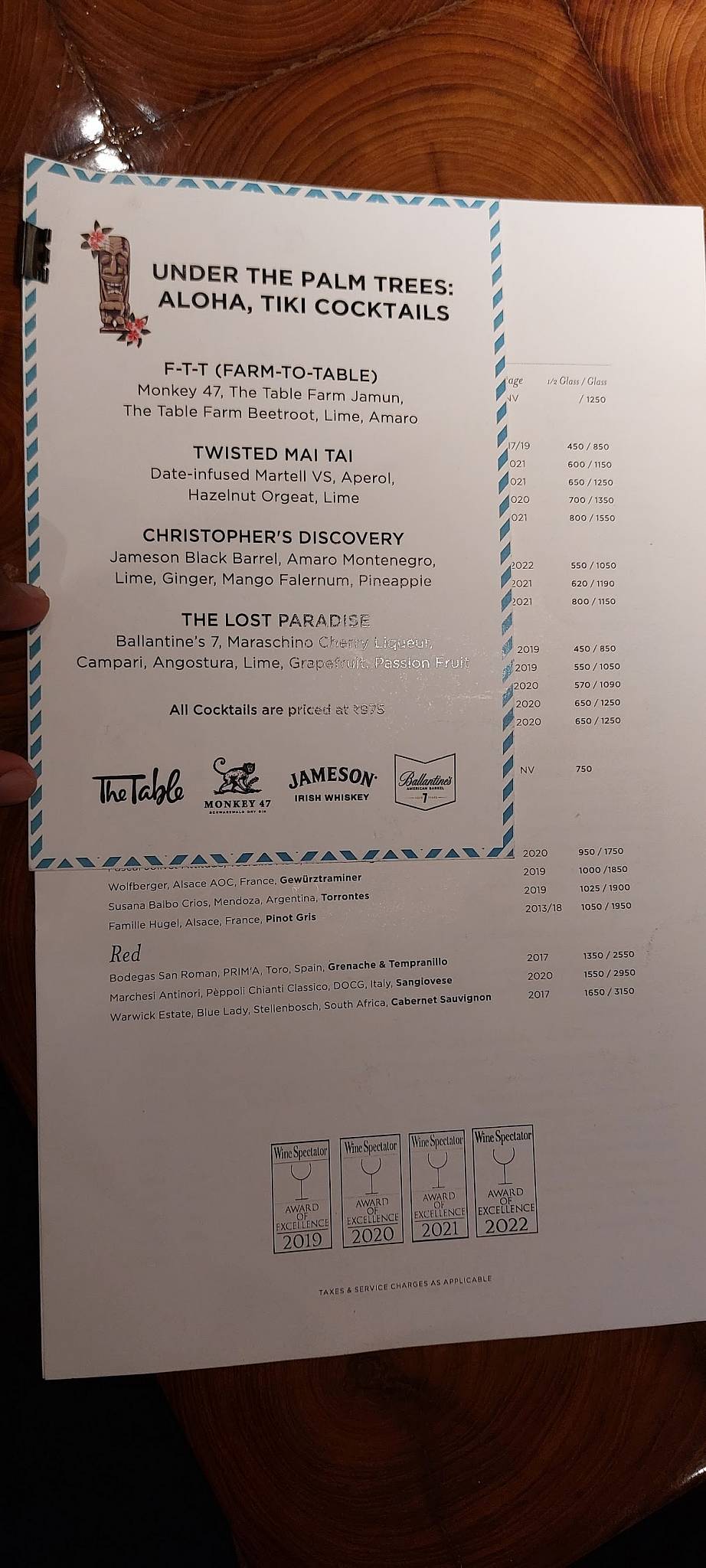 Menu at The Table, Mumbai