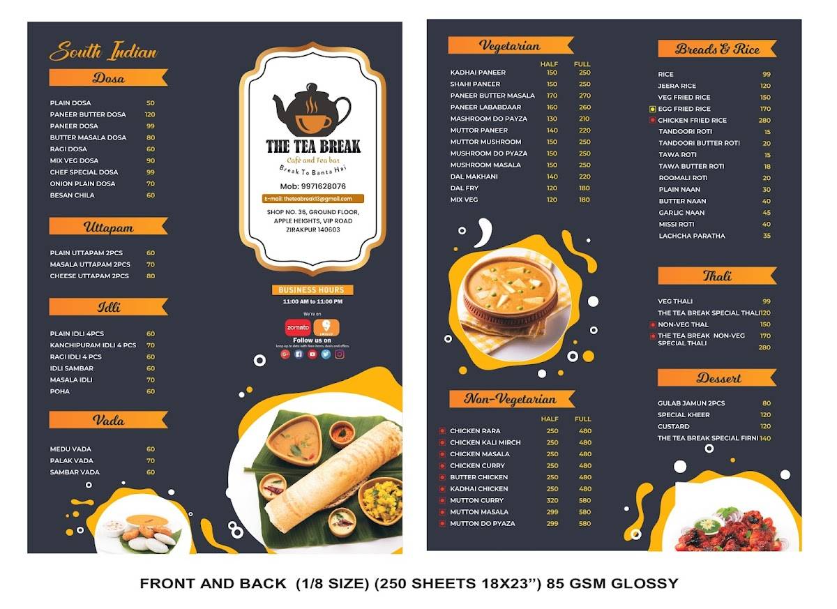 Menu at The Tea Break, Zirakpur
