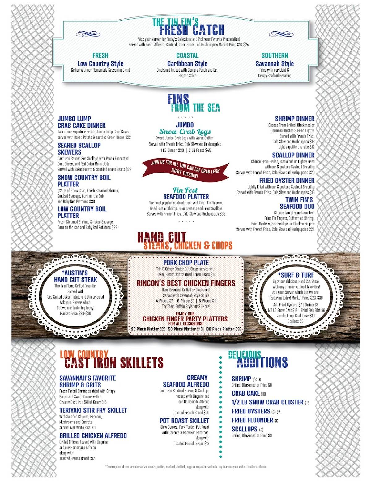Menu at The Tin Fin Restaurant, Rincon