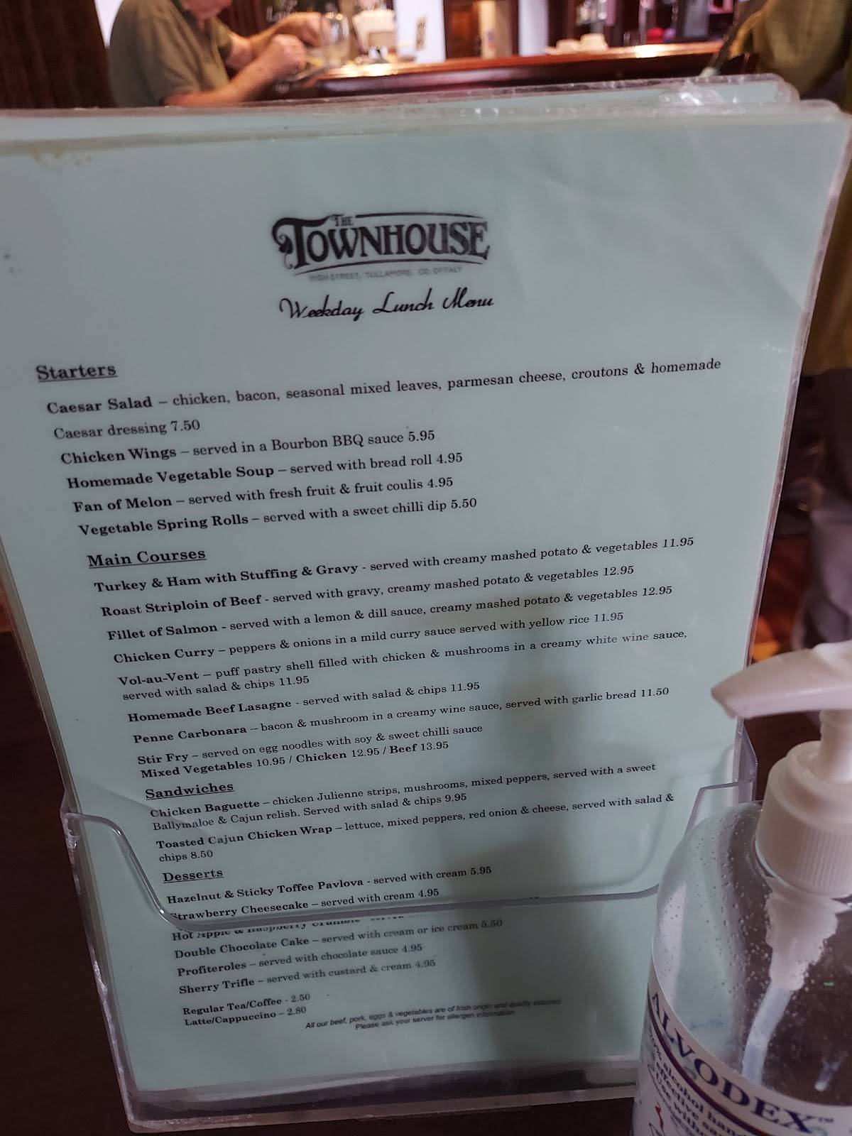 Menu at The Townhouse Tullamore restaurant, Tullamore