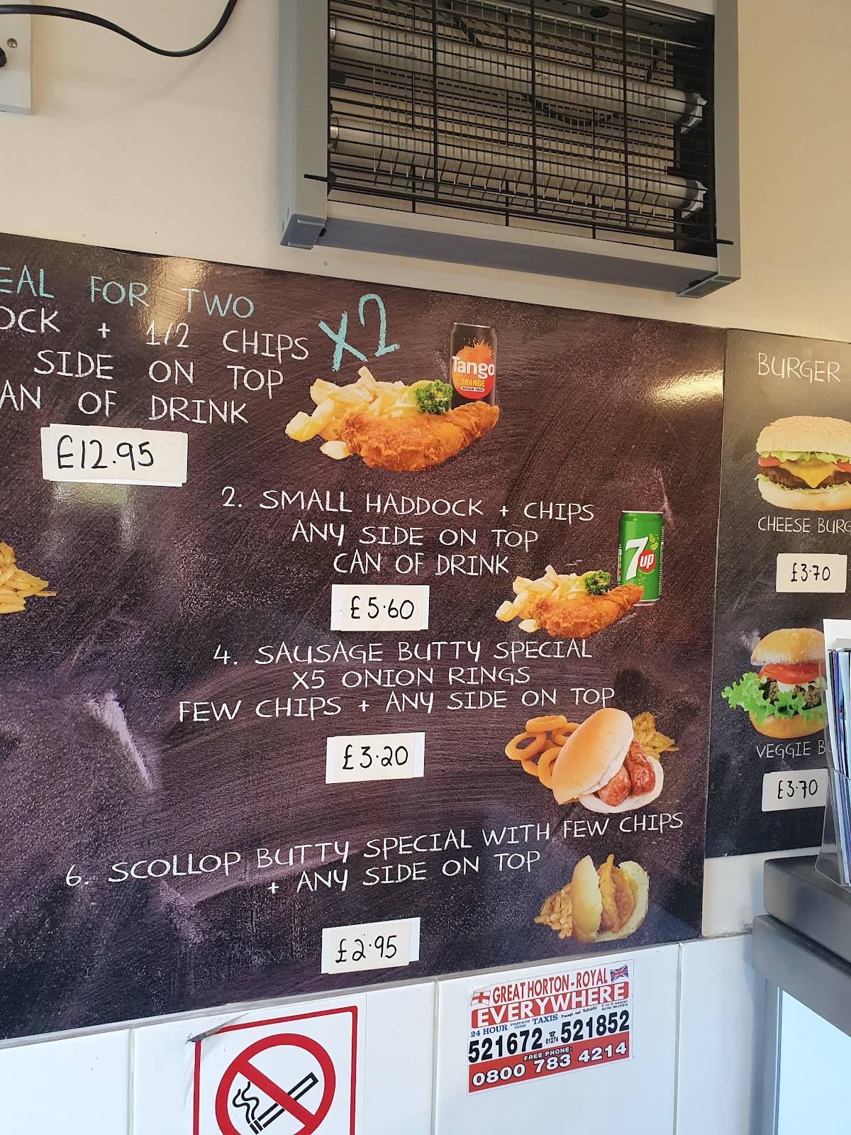 Menu at The Trawler fast food, Bradford