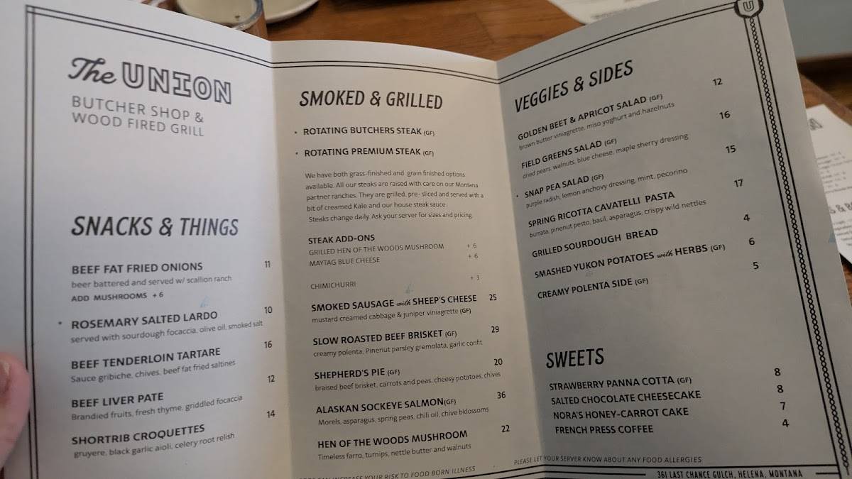 Menu at The Union Butcher Shop & Wood-fired Grill by Old Salt Co-op ...