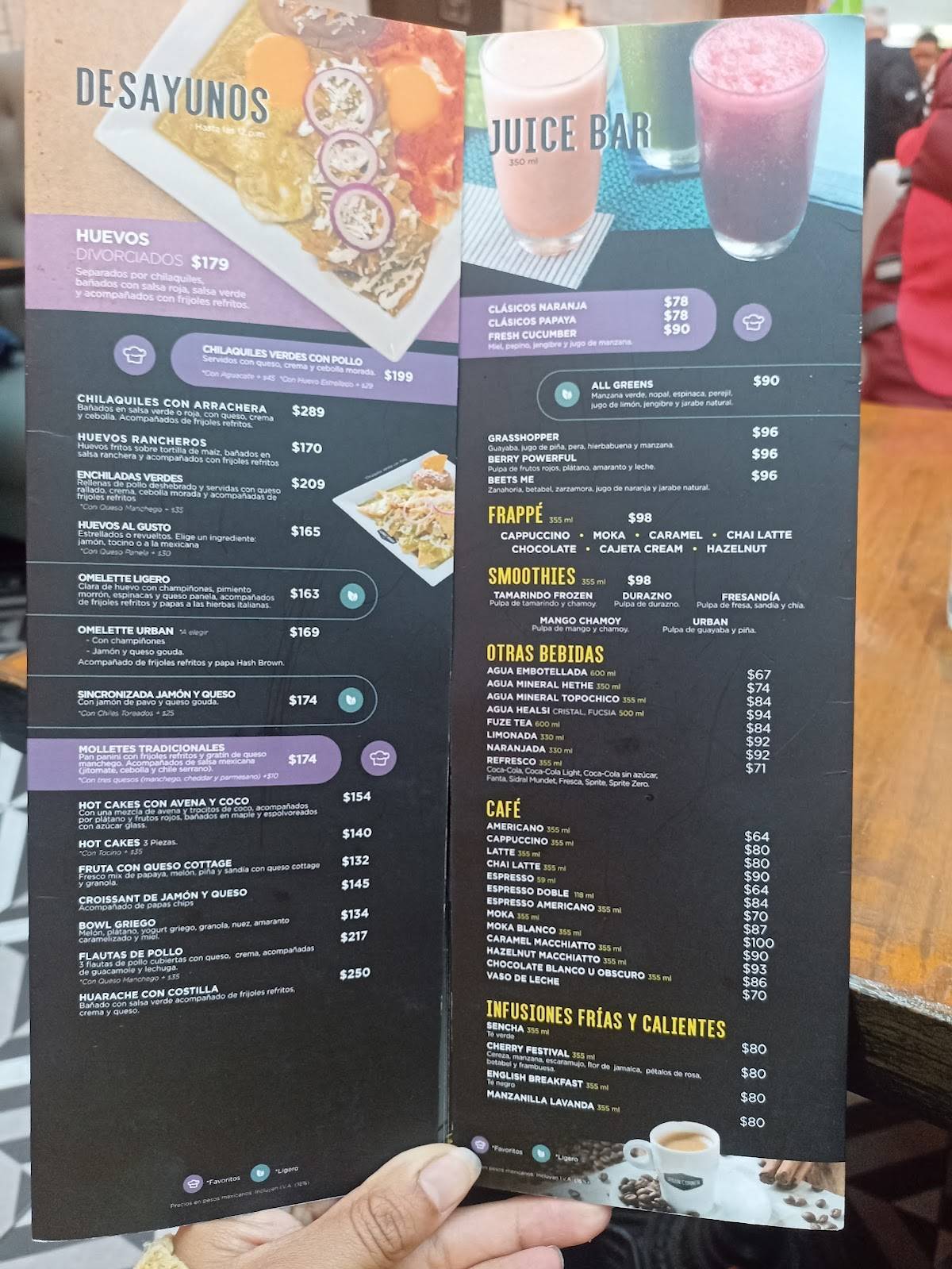 Menu at The Urban Corner restaurant, Mexico City, Av. Capitán Carlos ...