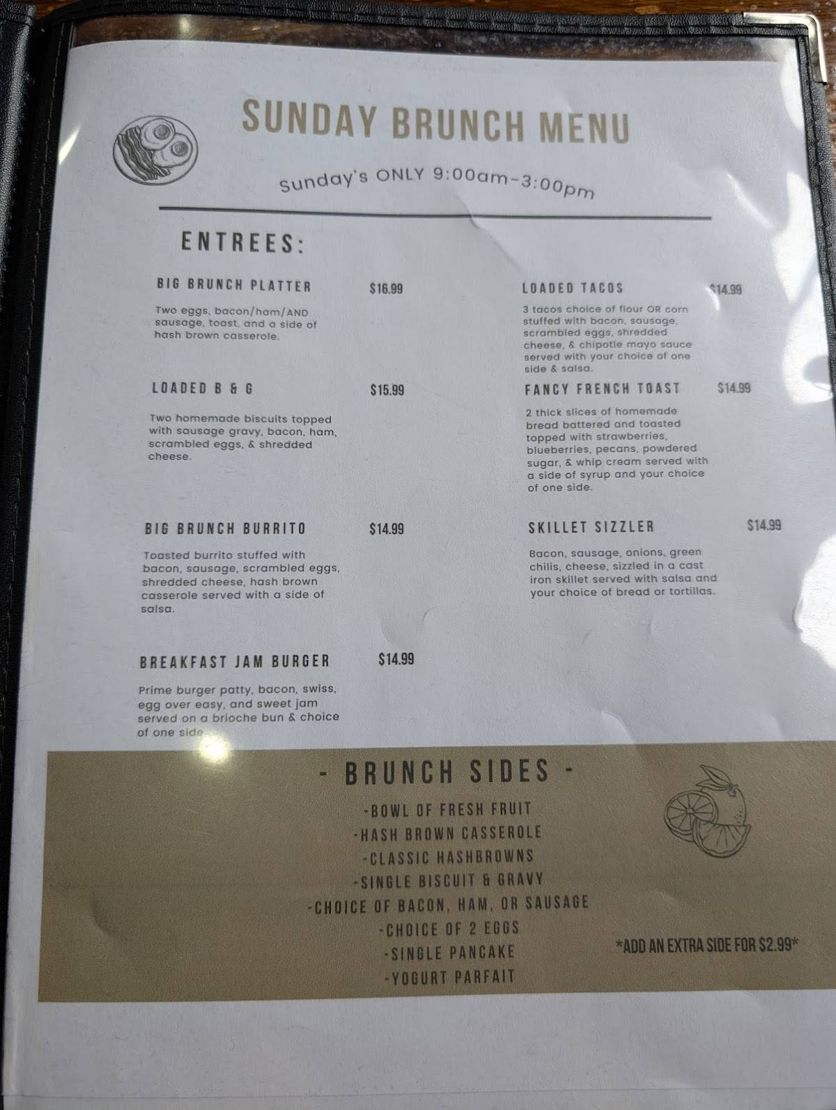 Menu at The Vanilla Bean cafe, Alva, 319 US-64