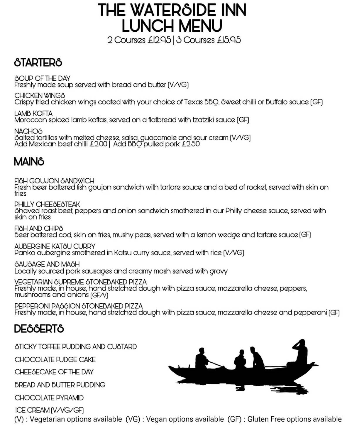 Menu at The Waterside Inn pub & bar, Leigh