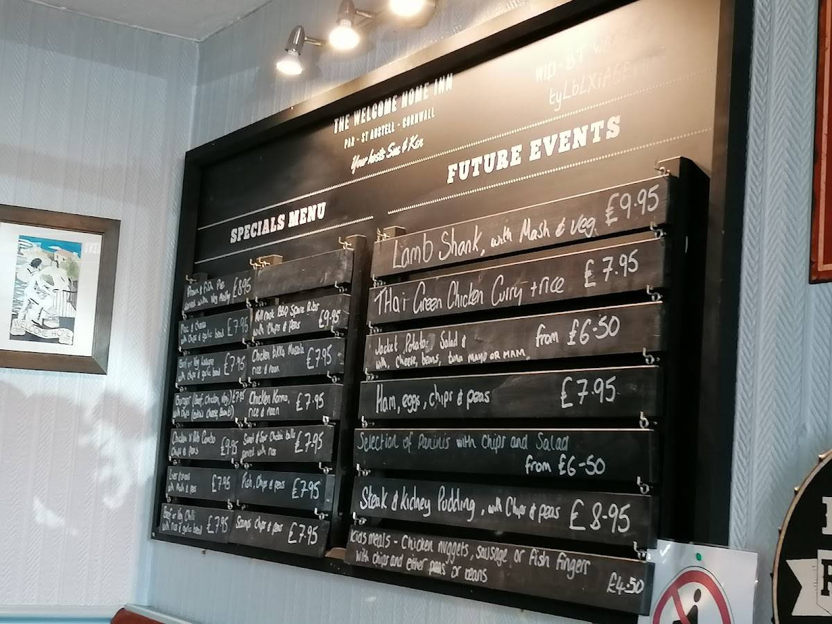 Menu at The Welcome Home Inn pub & bar, Par