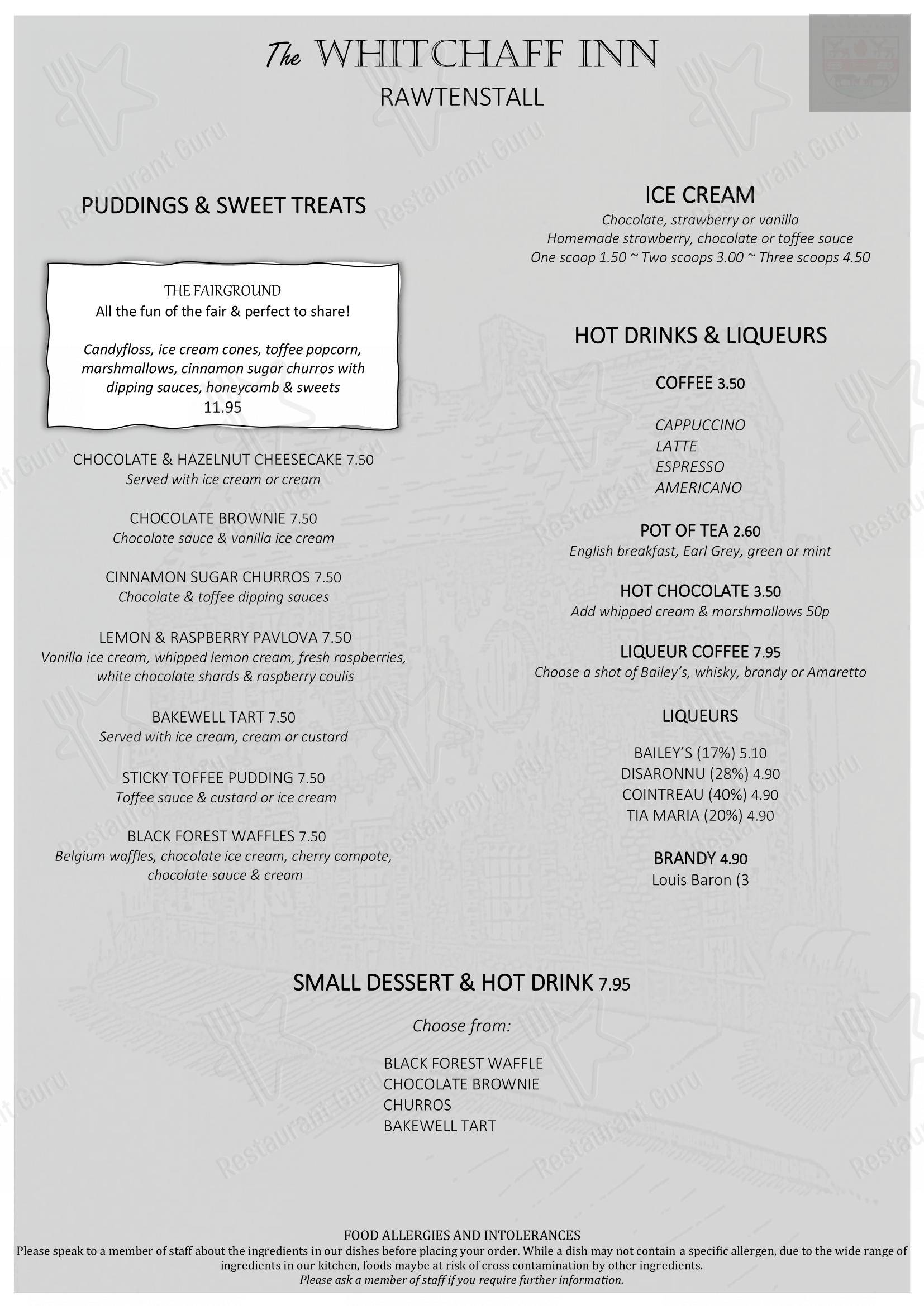 Menu at The Whitchaff Inn pub & bar, Rawtenstall