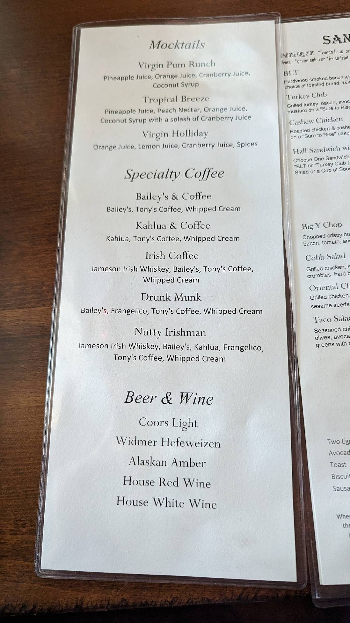 Menu at The Wild Huckleberry restaurant, Wenatchee