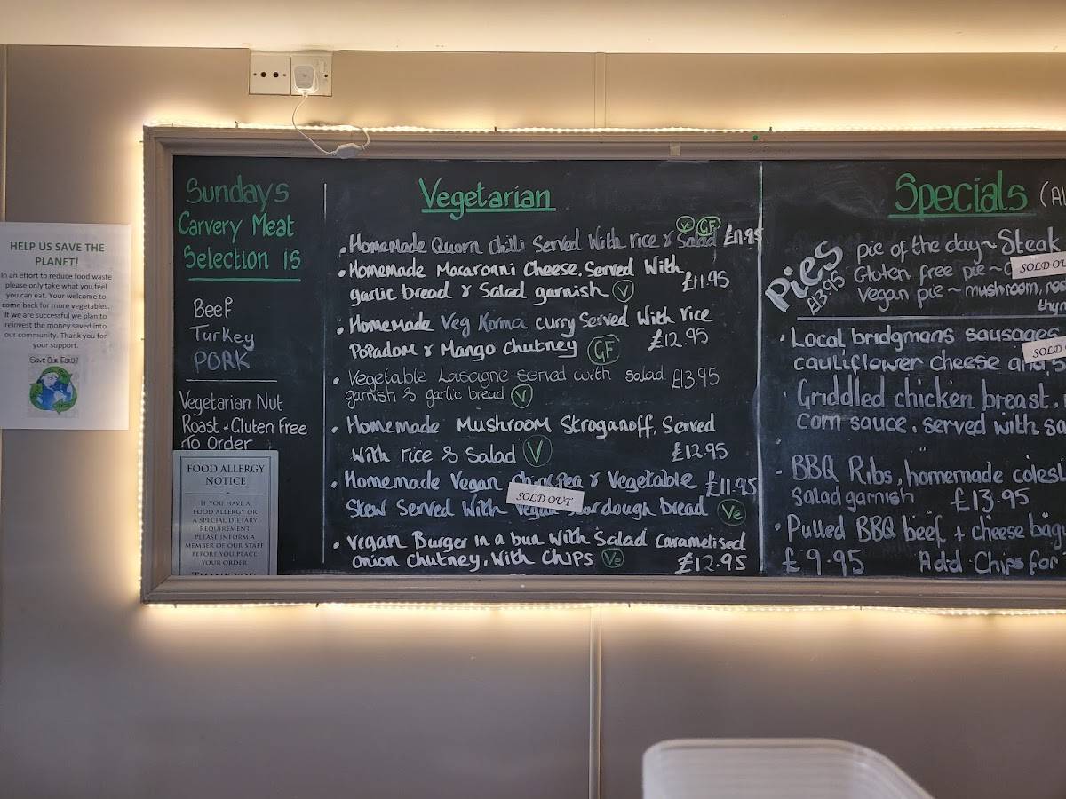 Menu at The Windy Ridge cafe, England, Windy Ridge Eating House