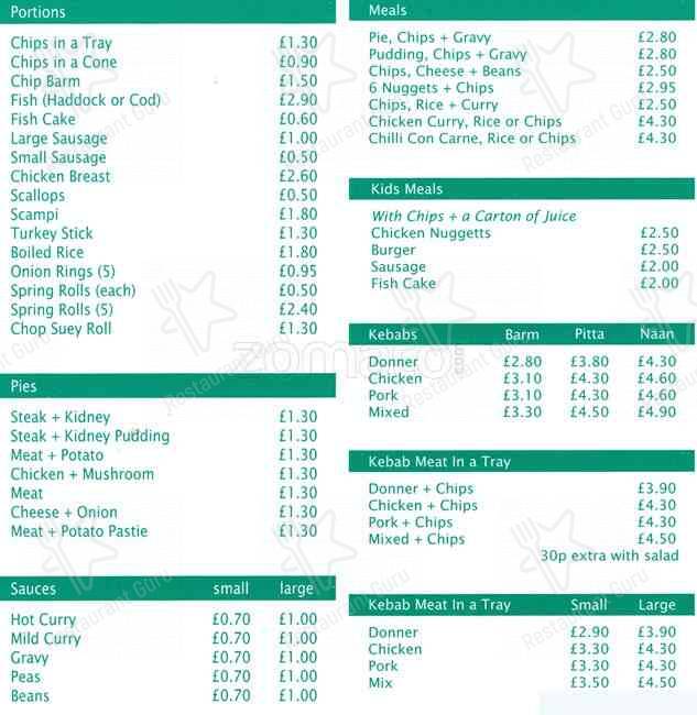 Menu at The Winton Bar, Eccles