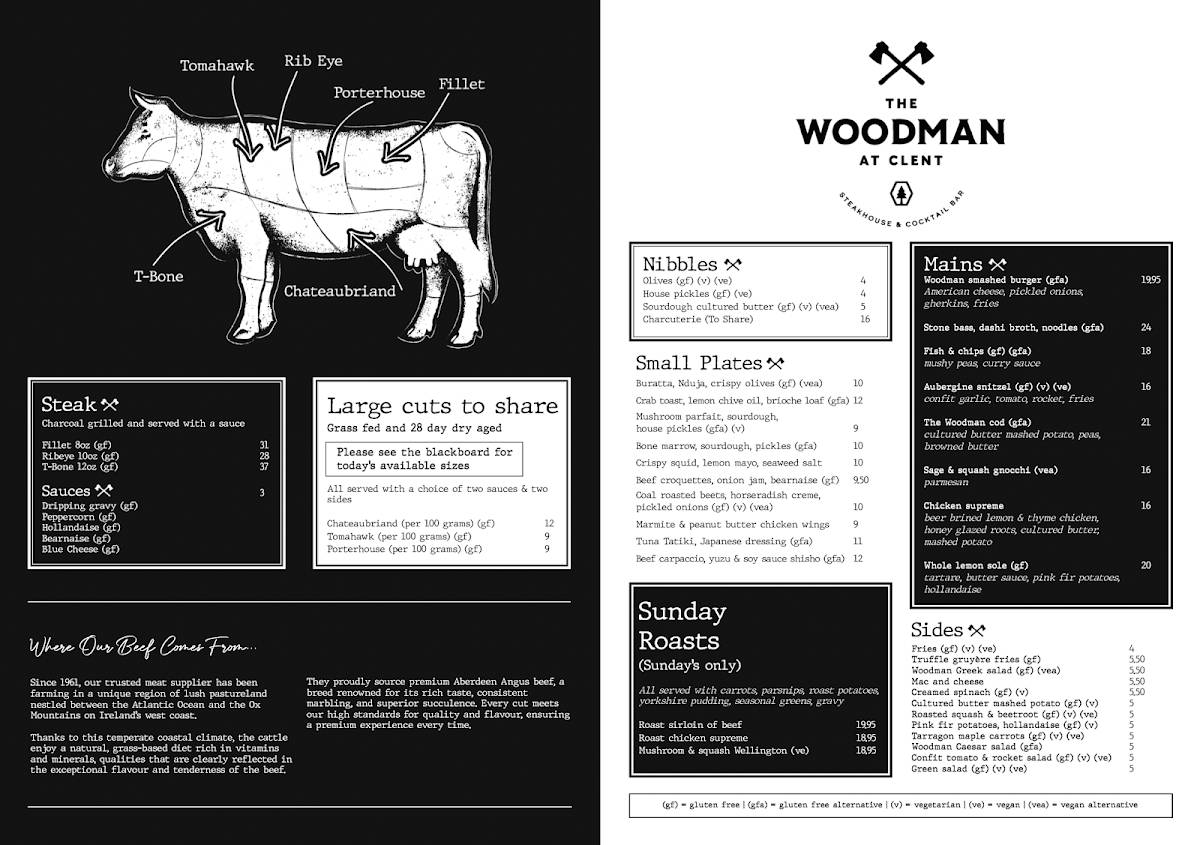 Menu at The French Hen club, Stourbridge