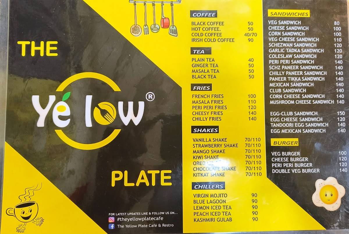 Menu at The Yellow Plate, Akola