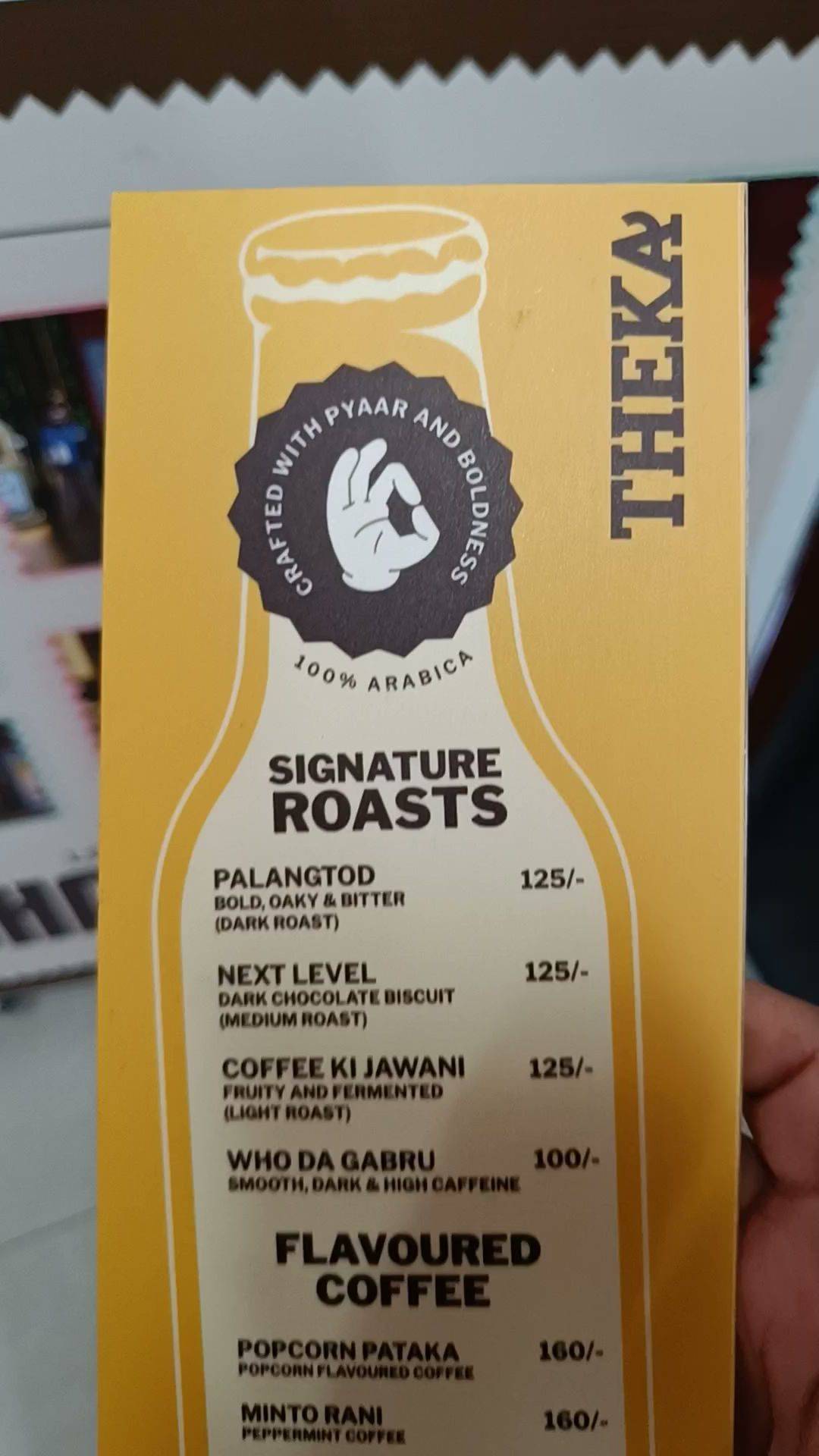 Menu at Theka Coffee, Mumbai, Reliance Fresh Ltd