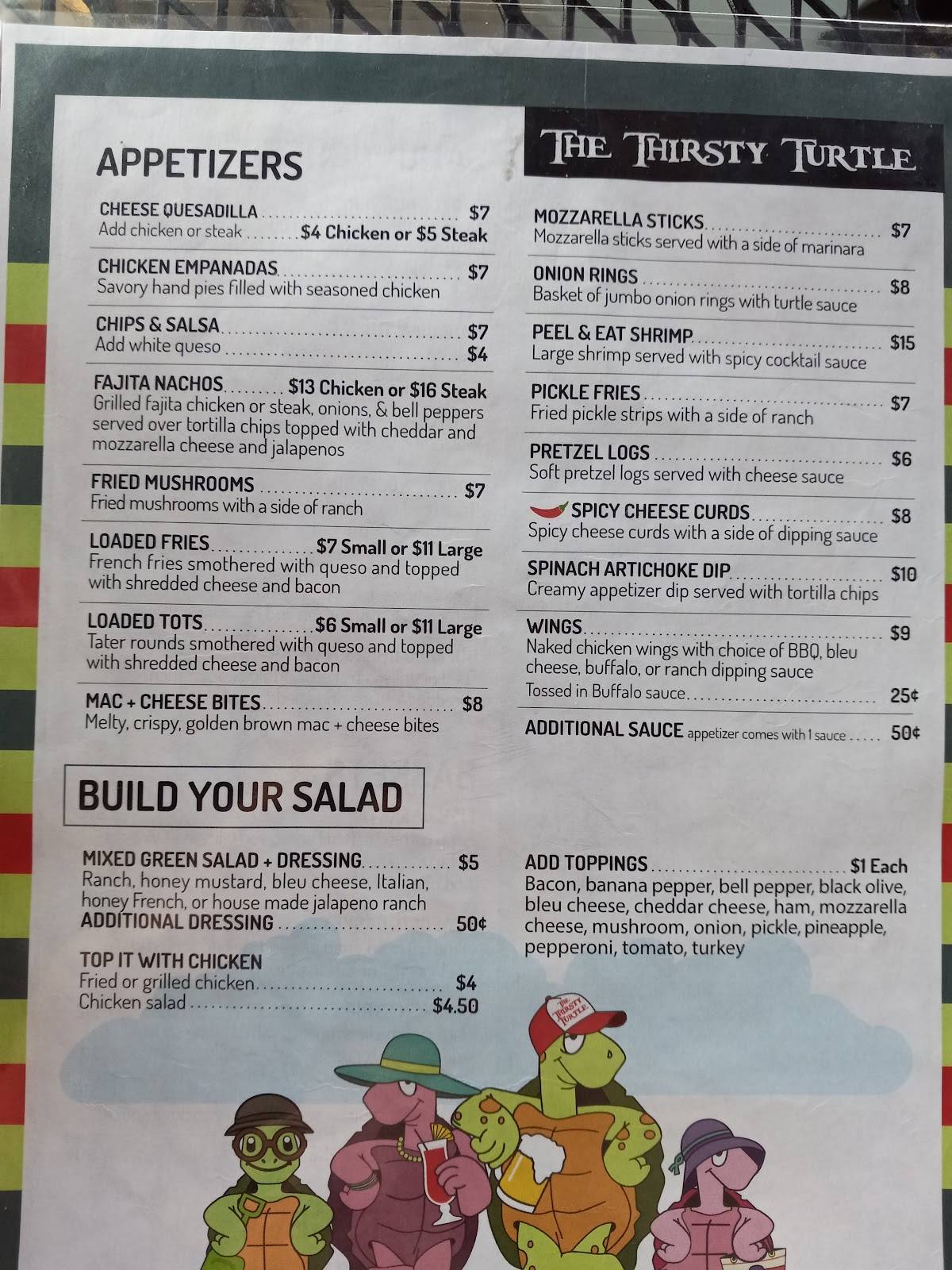 Menu at Thirsty Turtle Tavern pub & bar, Grand Rivers