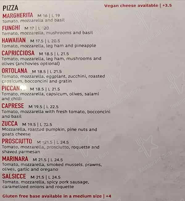 Menu at Tiamo restaurant, Carlton