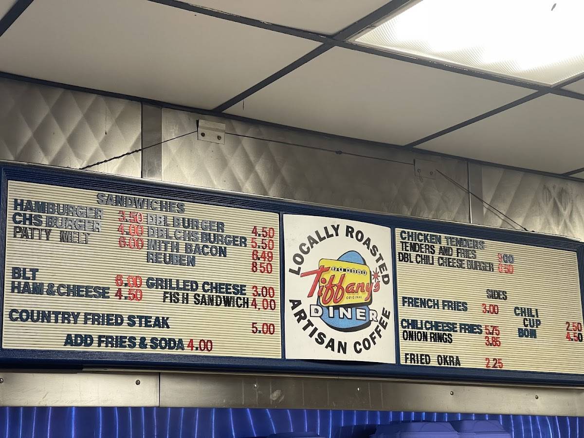 Menu at Tiffany's Original Diner restaurant, Maplewood