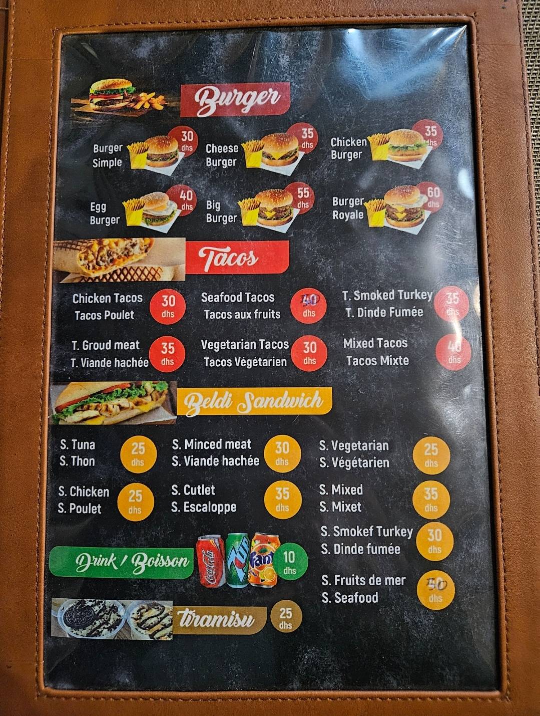 Menu au Timam Du Chef - Restaurant & Pizzéria, Agadir
