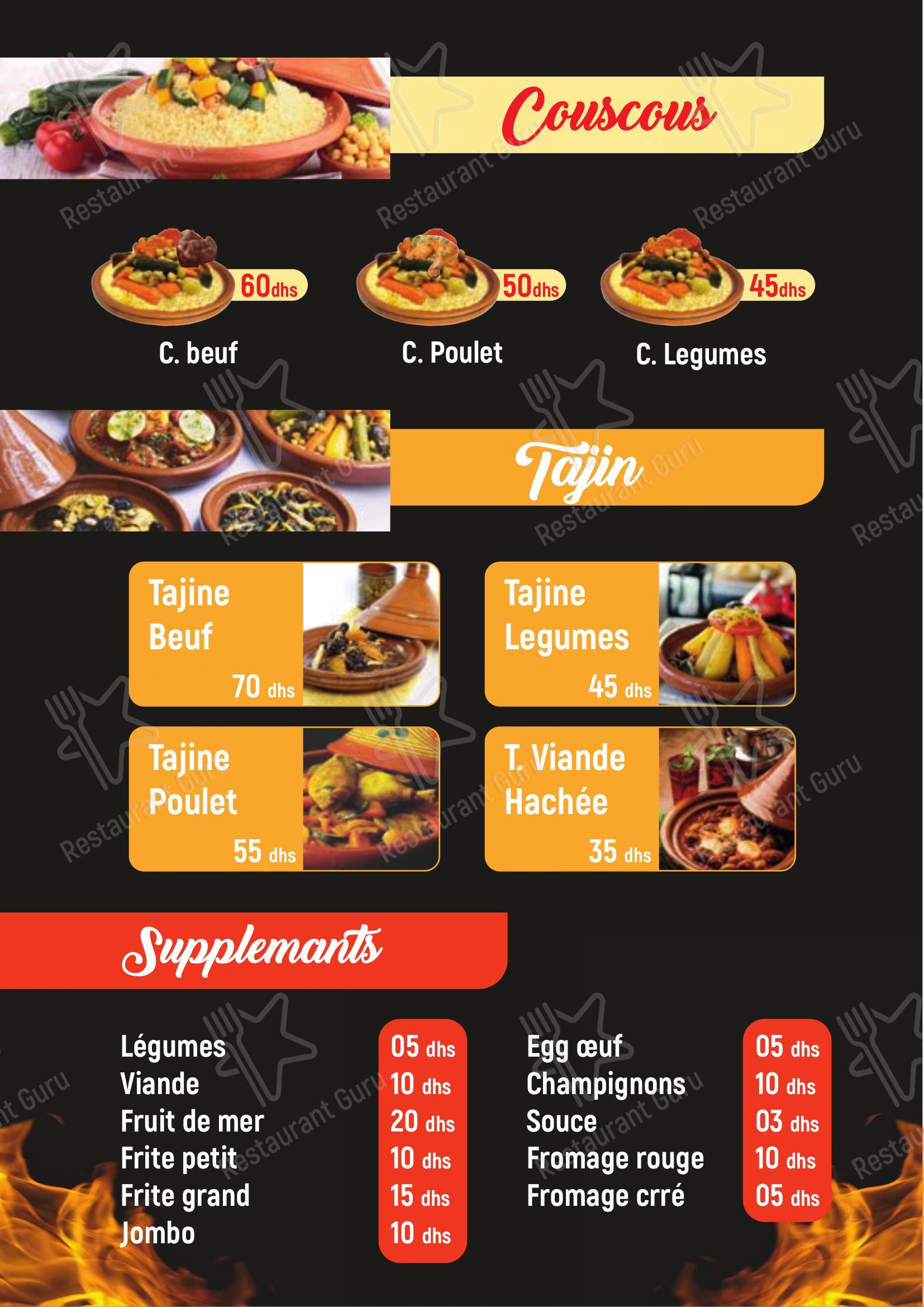 Speisekarte von Timam Du Chef – Restaurant & Pizzeria, Agadir