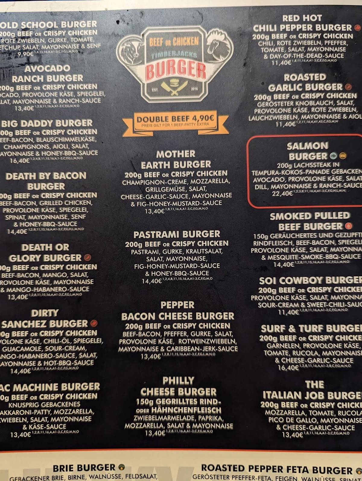 Speisekarte von Timberjacks Kassel steakhaus, Kassel