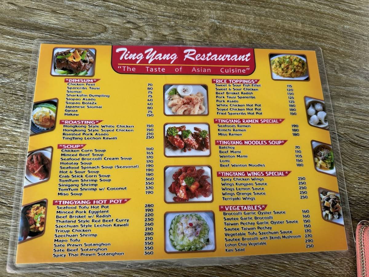 Menu at Ting Yang Restaurant, Malaybalay City