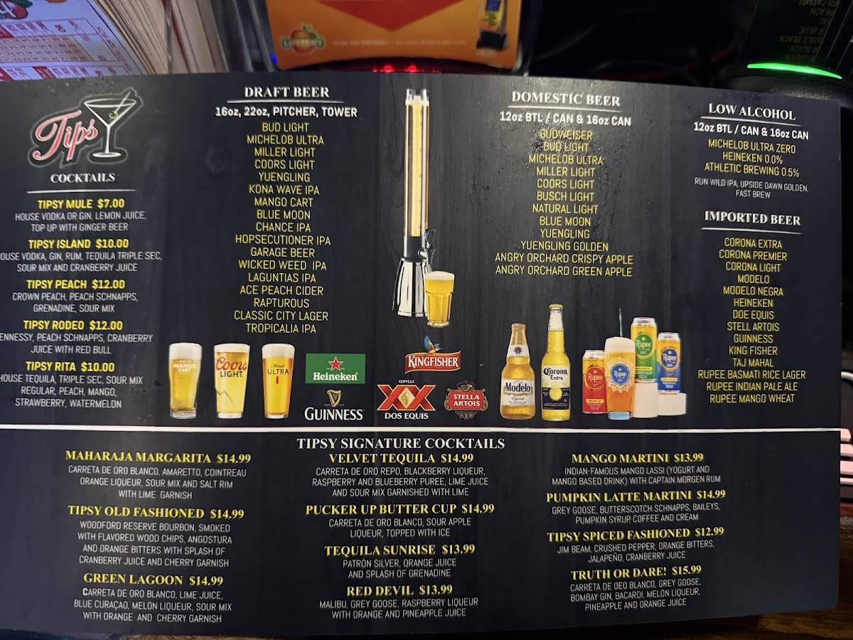 Menu at Tipsy Bar & Grill, Columbus