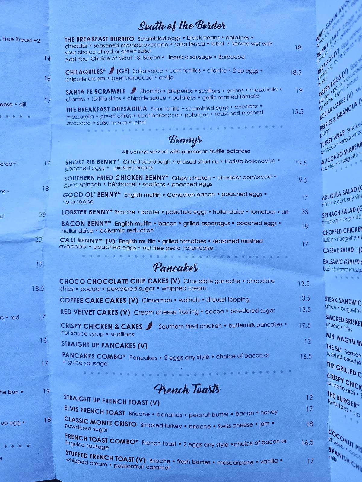 Menu at Toasted Gastrobrunch restaurant, Las Vegas, W Flamingo Rd #100